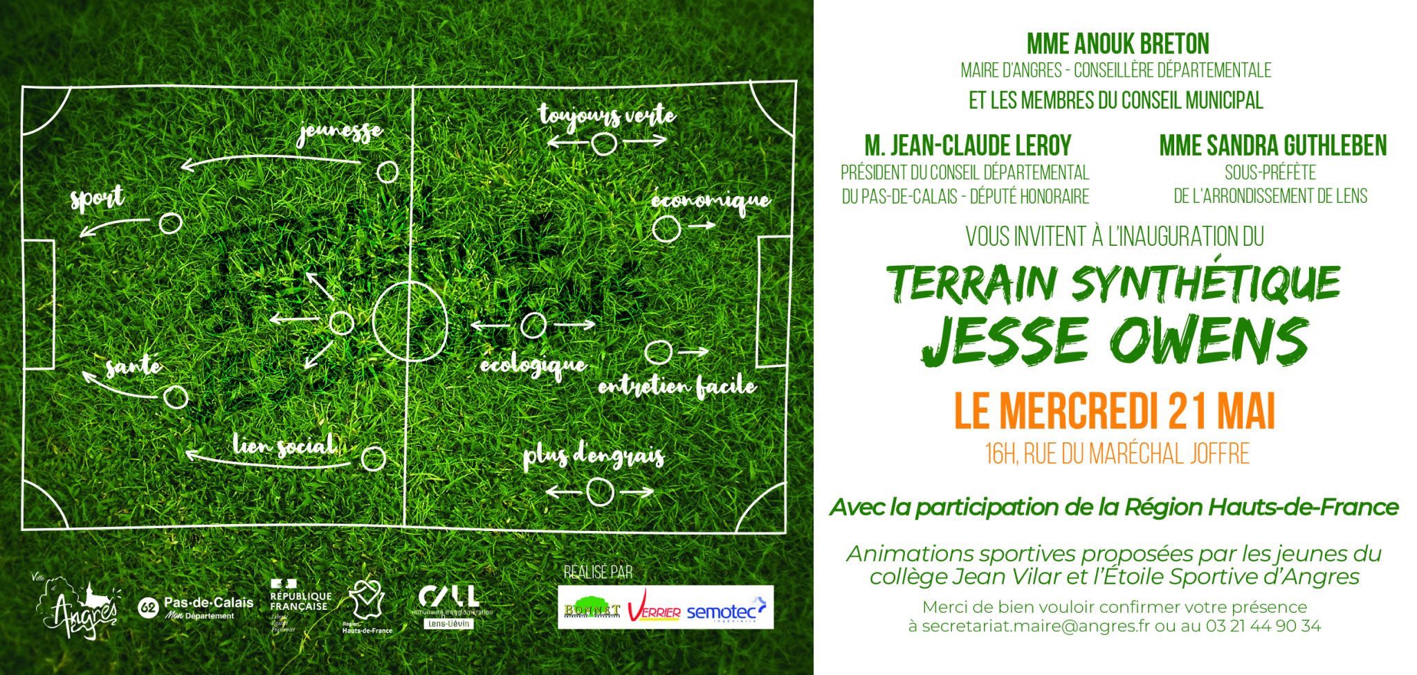 Inauguration du terrain synthétique Jesse Owens – Mairie de Angres